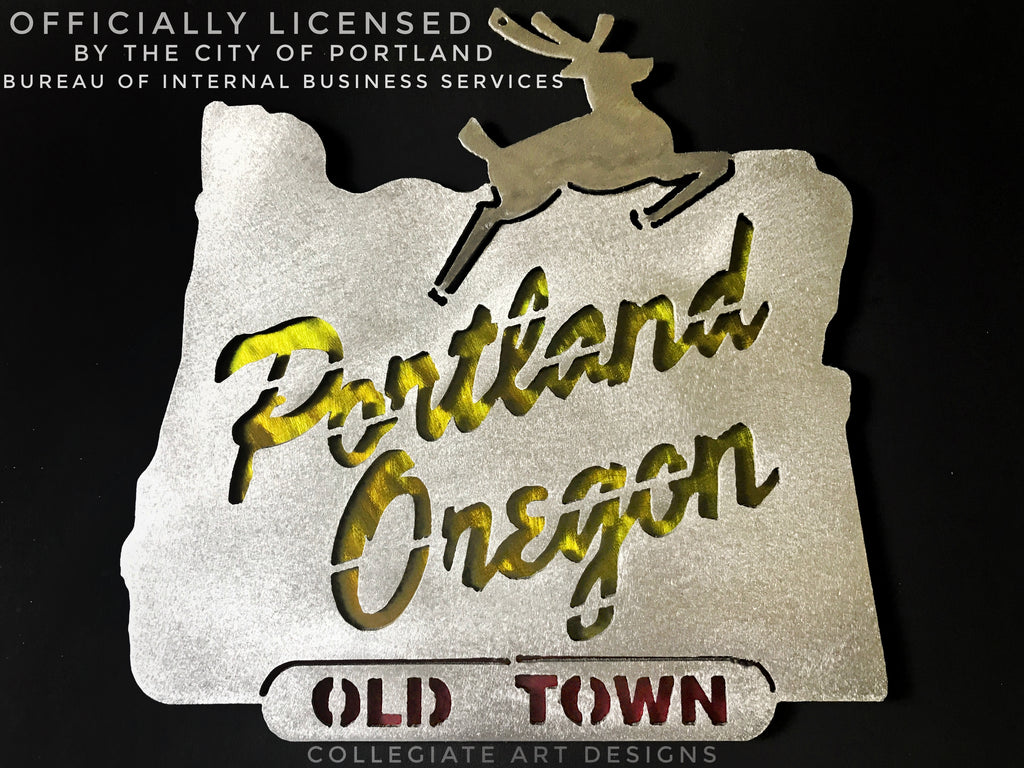 Portland Oregon Sign - Yellow and Red – Collegiate Art Designs