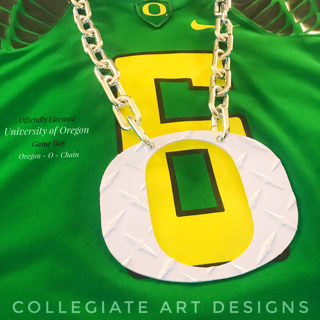O Chain-University of Oregon Ducks-Aluminum Diamond Plate-White-O Neck ...